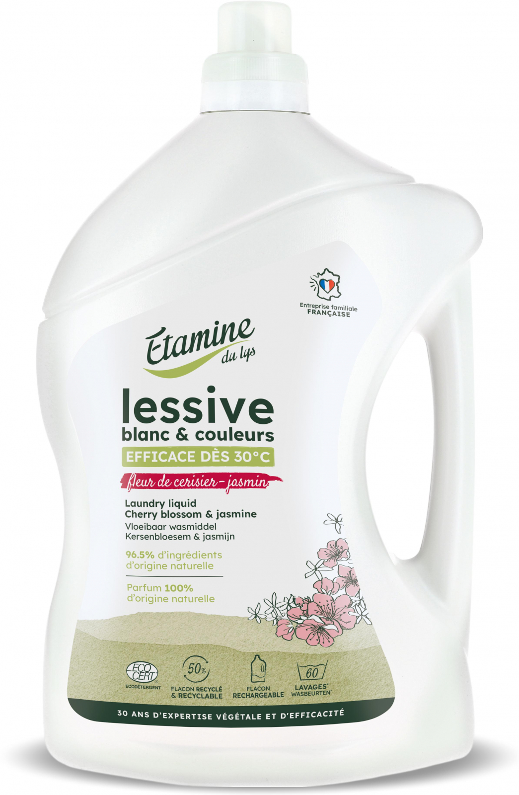 Detergent BIO rufe albe si colorate, parfum flori de cires si iasomie ...