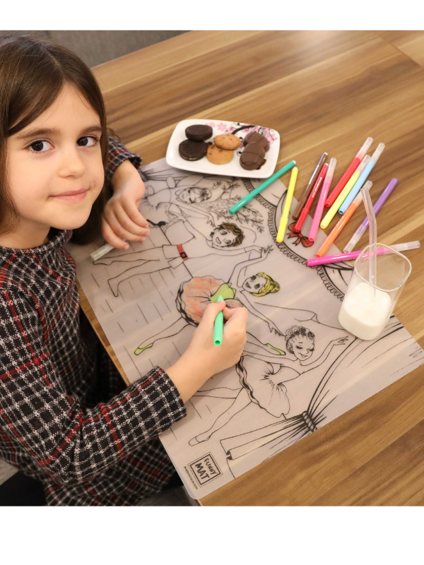 Plansa reutilizabila cu desene de colorat, model Dansatori,30x40 cm