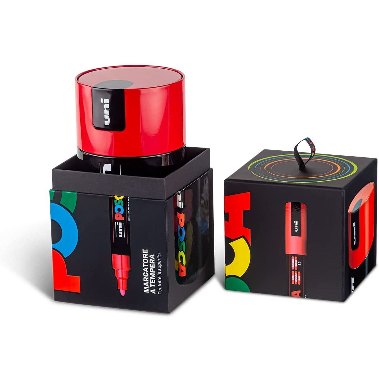 Set Posca 13 markere cu 3 vârfuri, cutie metalică