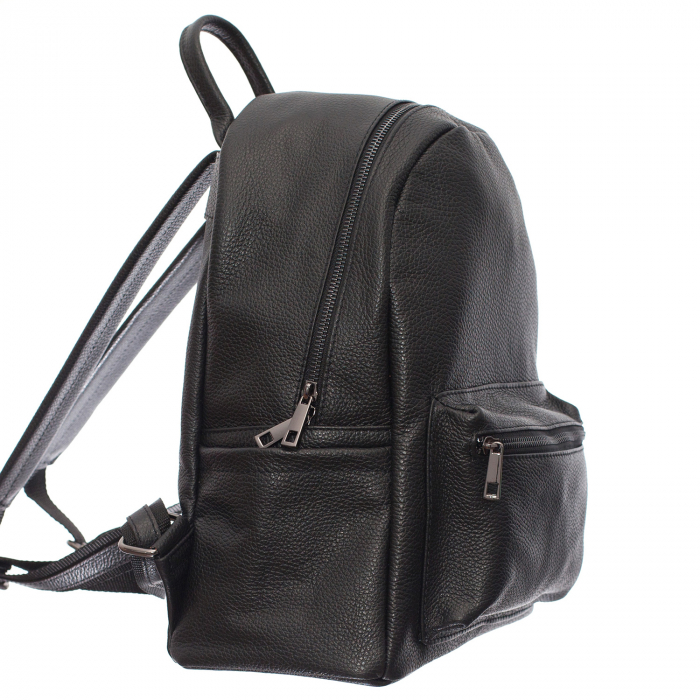 Rucsac negru din piele naturală monocompartimentat 8025