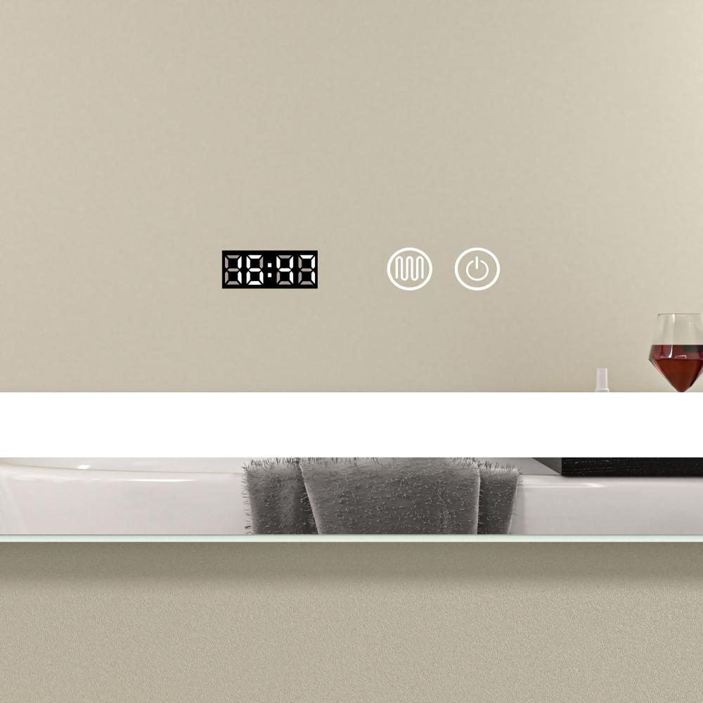 Oglinda Baie Led 140x80, Dezaburire,Ceas si Buton Touch