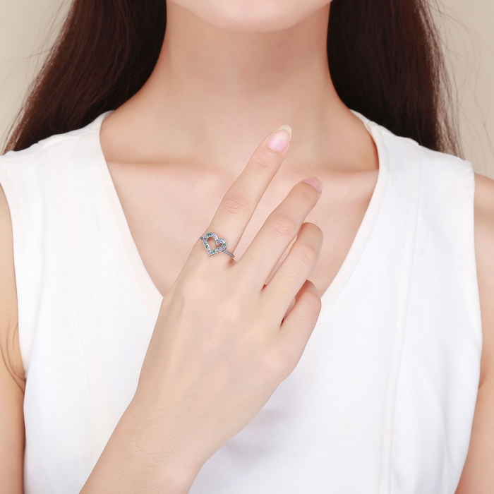 Inel argint 925 cu inimioara si zirconii multicolore - Be in Love IST0061 | BeSpecial.ro - SCR413-8