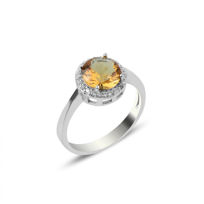 Inel argint cu zultanit si zirconii albe placat cu rodiu - ITU0233 ...