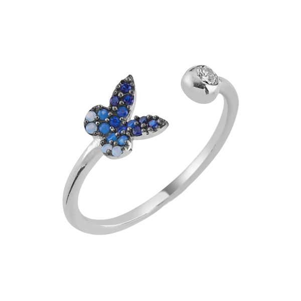 Inel reglabil argint 925 rodiat cu fluturas si zirconii albe - Be Nature ITU0414 - BeSpecial.ro