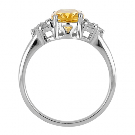 Inel argint cu citrin si 6 cristale de zirconiu alb - IVA0104 | BeSpecial