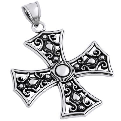 Pandant argint cruce malteza cu aspect vintage - BeSpecial.ro - PSX0138