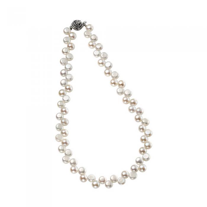 Colier Perle White Naturale de Cultură Button