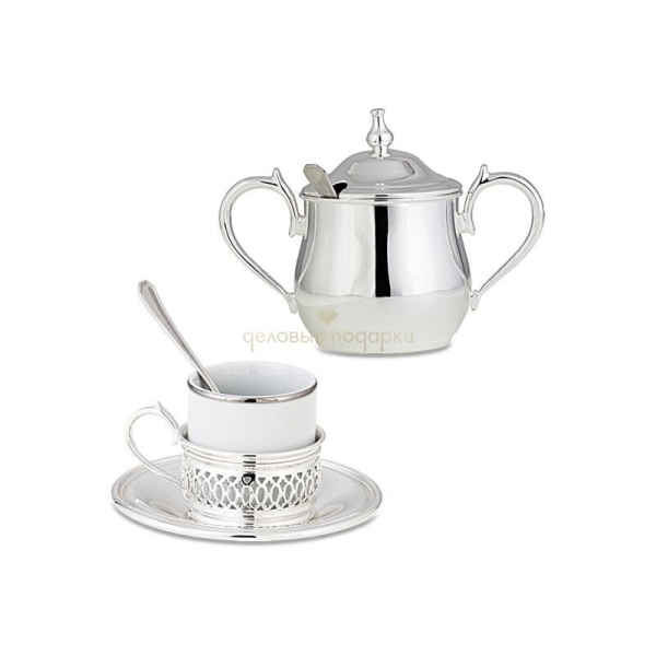Set Cafea 6 Tazzine ESPRESSO placat cu argint by Chinelli, made in Italy