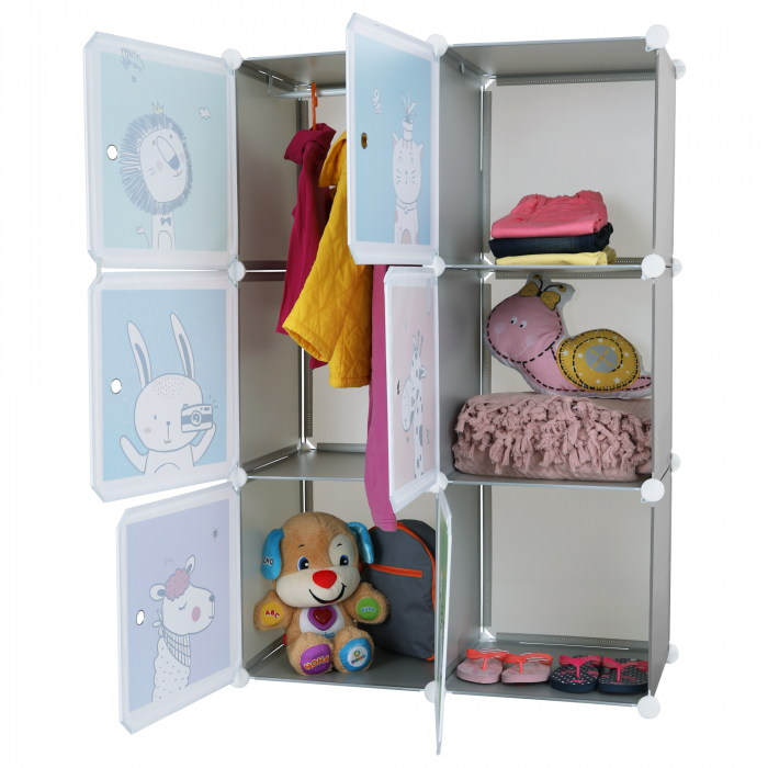 Dulap modular pentru copii, gri / model pentru copii, BIARO