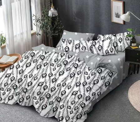 Lenjerie de pat 6 piese finet,Pucioasa,Alb/Roz pudrat cu floricele de ...