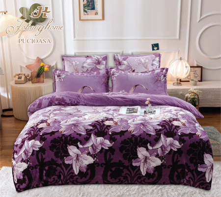 Lenjerie de pat Cocolino 6 piese,Mov cu Crini-LN1