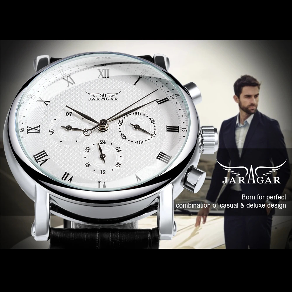Ceas barbatesc de mana Jaragar Cronograf Multifunctional Tourbillon ...