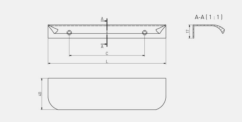 Maner mobila HEXA 225 mm, brushed gold - Concris