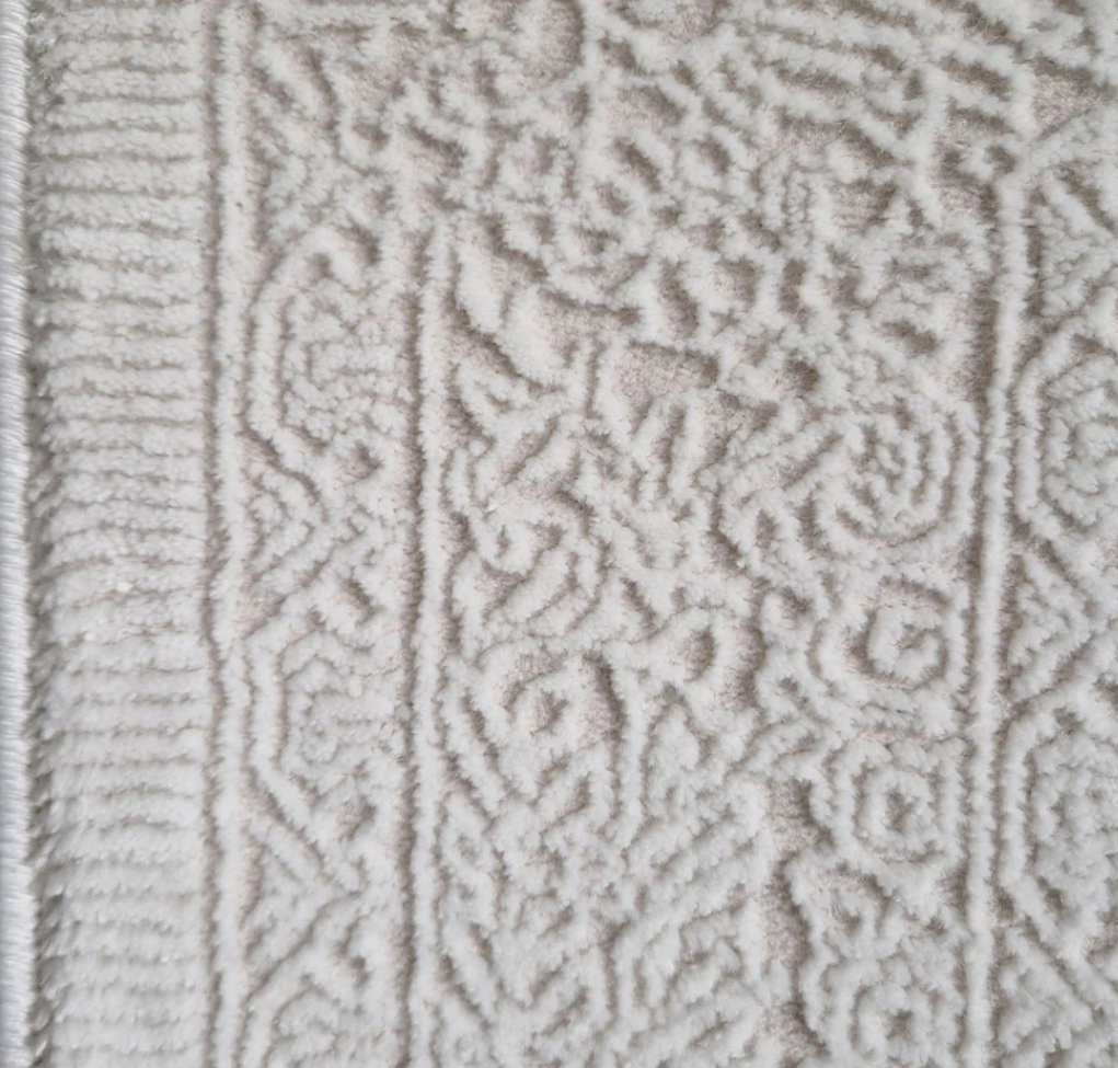 Covor modern cu franjuri, CREM perlat, model ROYAL