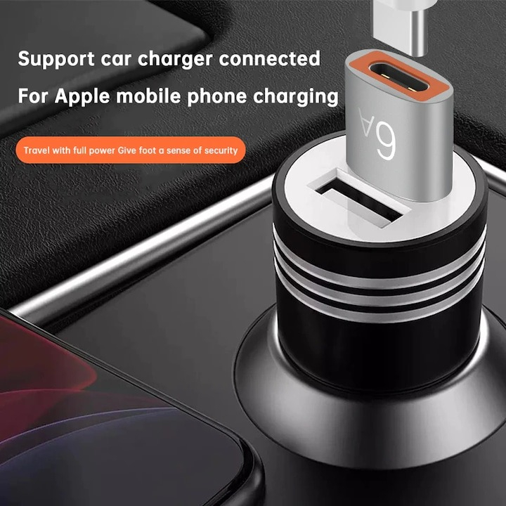 Adaptor OTG, de la USB tata la Type-C mama, 60W - Gri