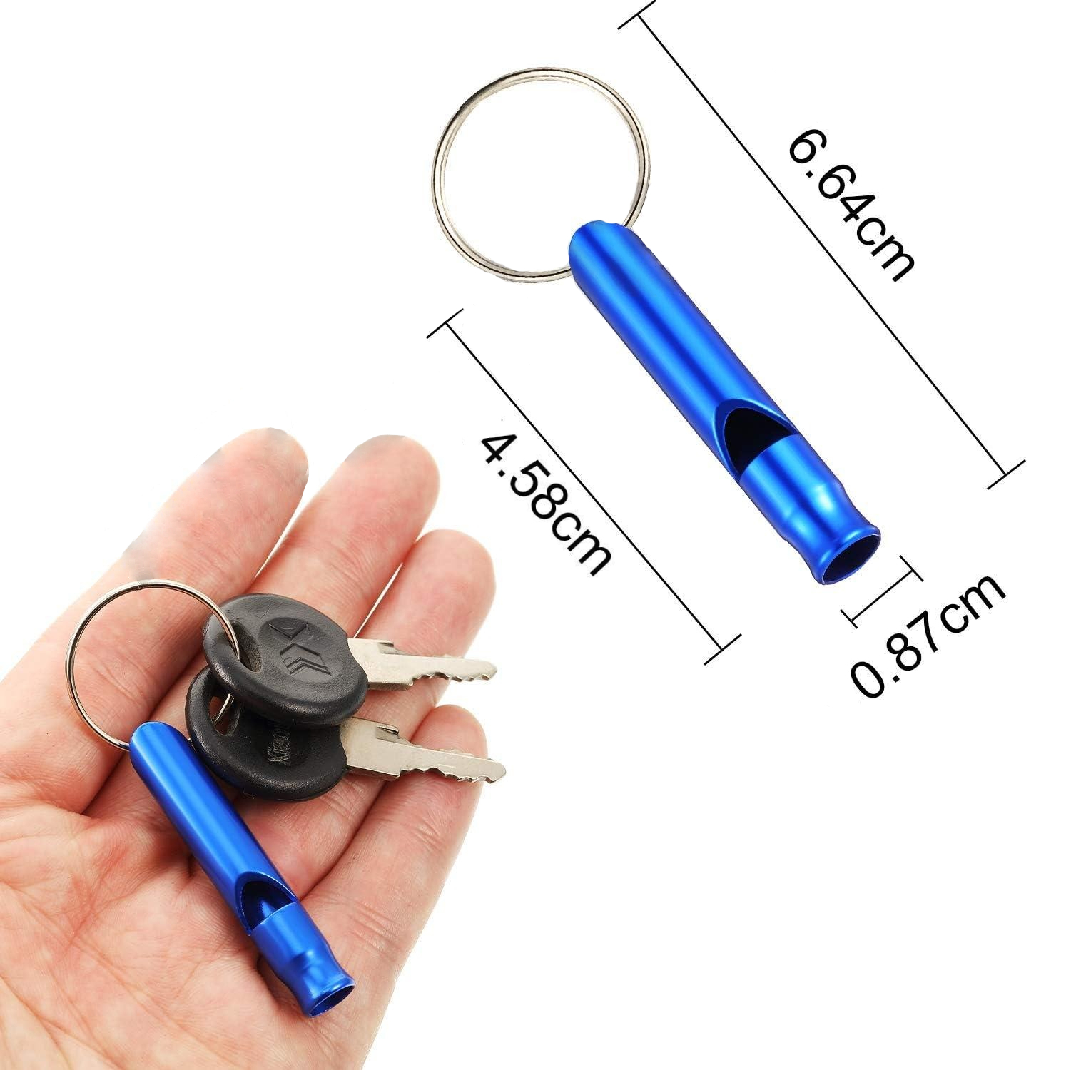 Breloc tip fluier din aluminiu, accesoriu functional pentru chei, rosu