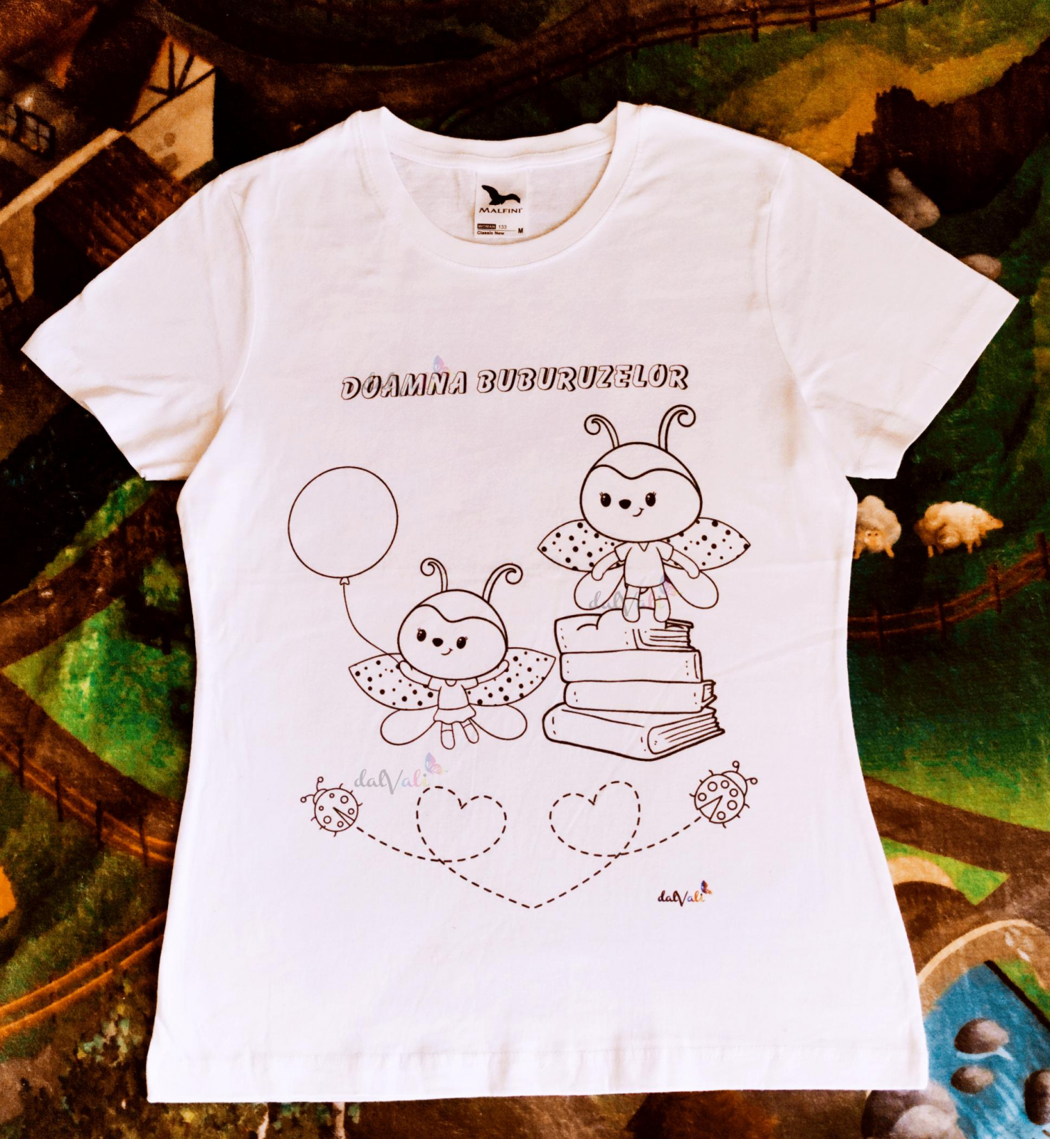 Tricou educativ de colorat Doamna Buburuzelor