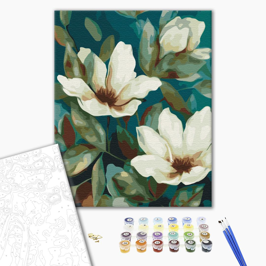 Set pictura pe numere, cu sasiu, Flori delicate, 40x50 cm
