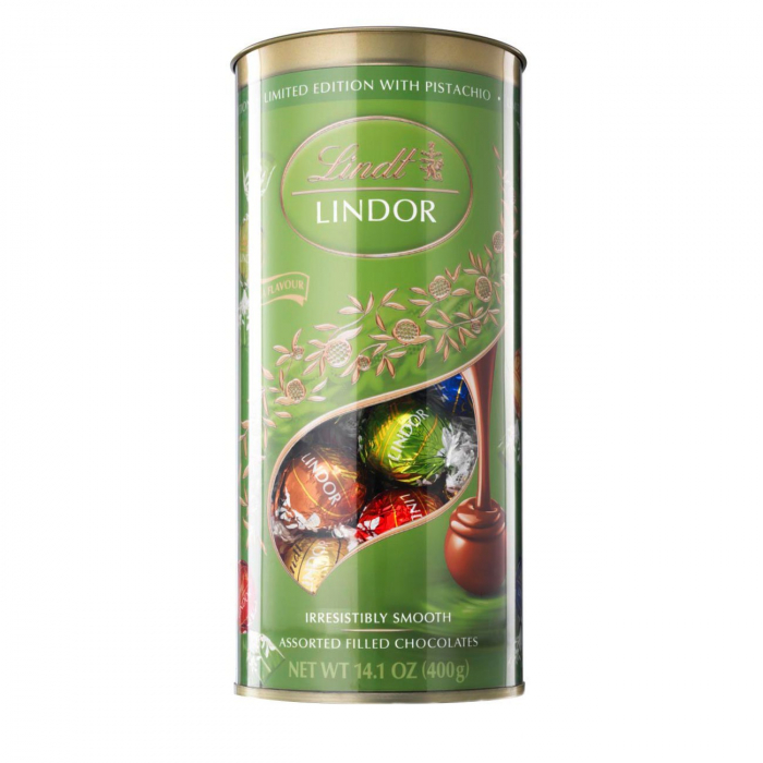 LINDT LINDOR PISTACHIO TUBE 400G