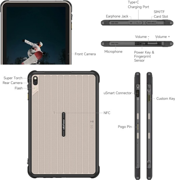 Tableta Ulefone RugKing Pad Pro Gri, 4G, 8.68″ HD+ 90Hz, 16GB RAM (8GB ...