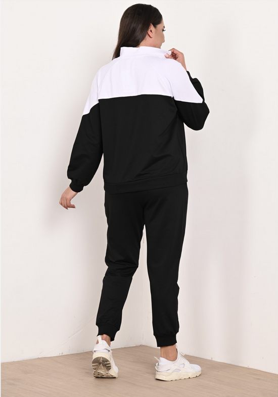 Trening de dama din bumbac de caliate, serie batal 42-50, alb/negru ...