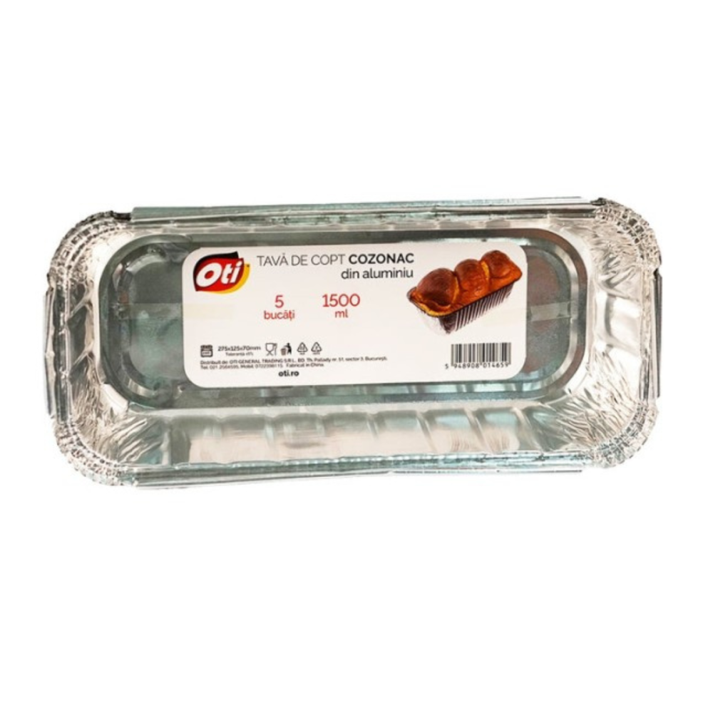 Tava din aluminiu 1500 ml pentru copt cozonac 5 buc./set