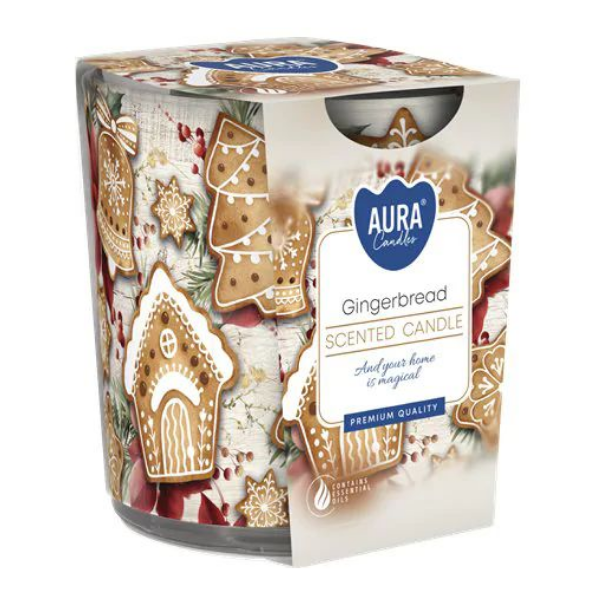 Lumanare pahar parfumata Aura Candles Turta dulce 100 g, 22 h