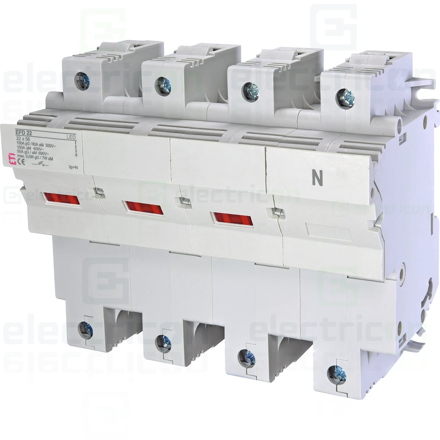 Separator fuzibil (soclu), pentru CH22x58, maxim 100A, 3P+N,EFD 22 3p+N ...