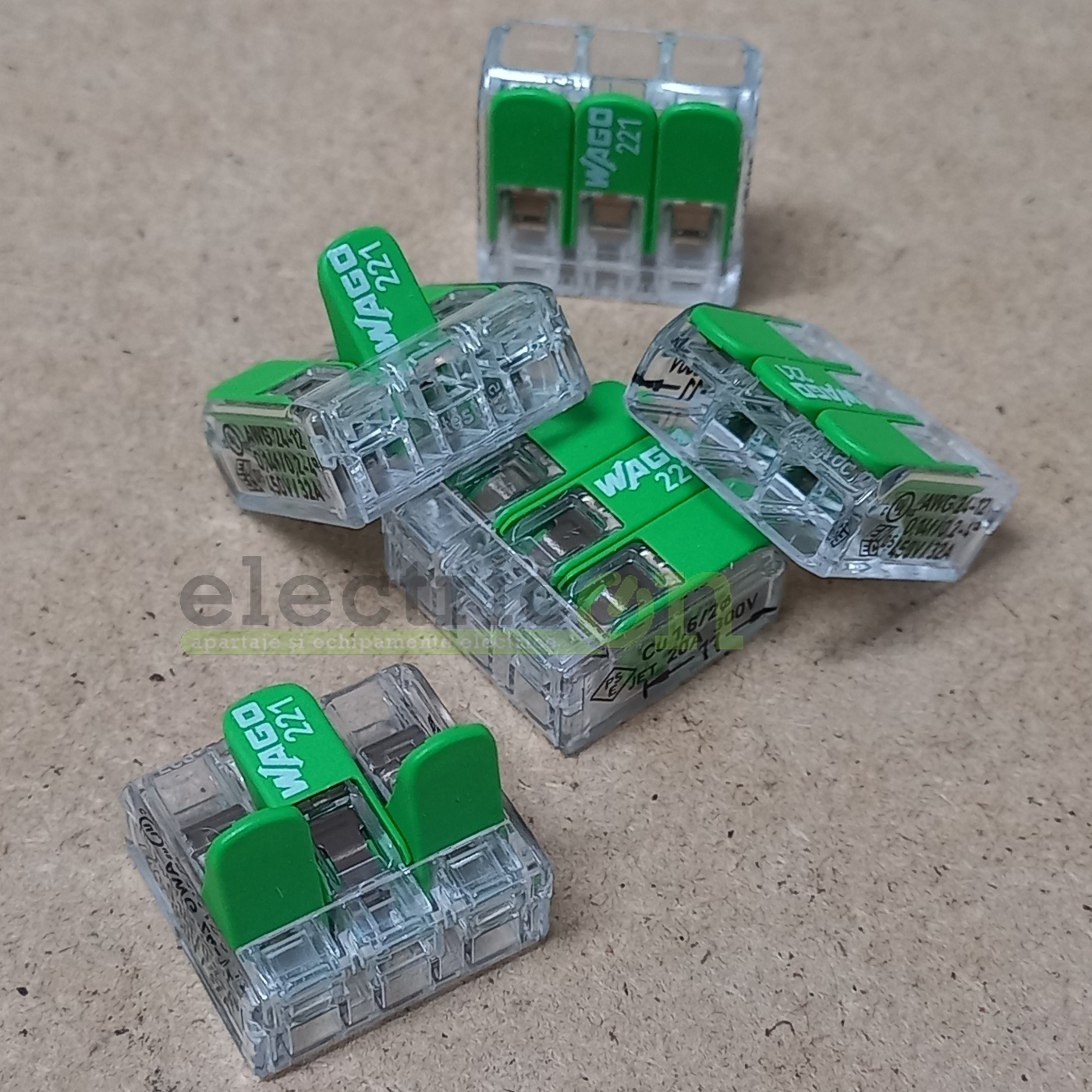 Clema cu clapeta WAGO, gama Verde, 221-423 - Electricon.ro