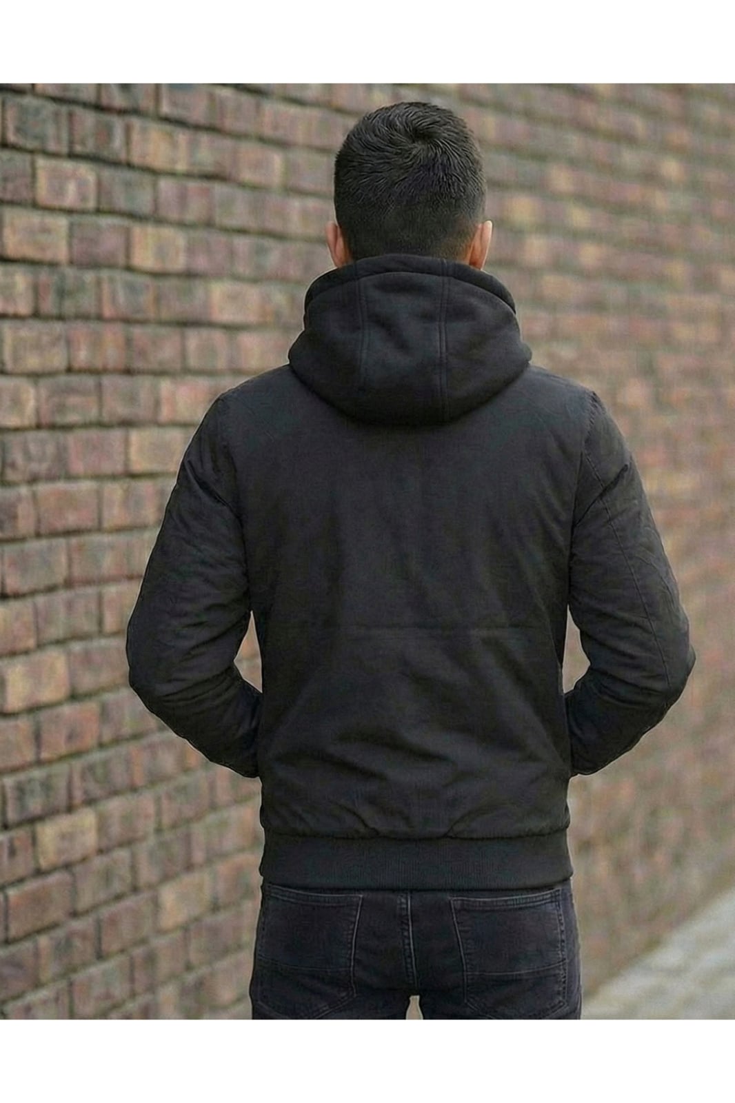 Geaca Barbati Casual Neagra Subtire - Gluga Material Detasabila 7340