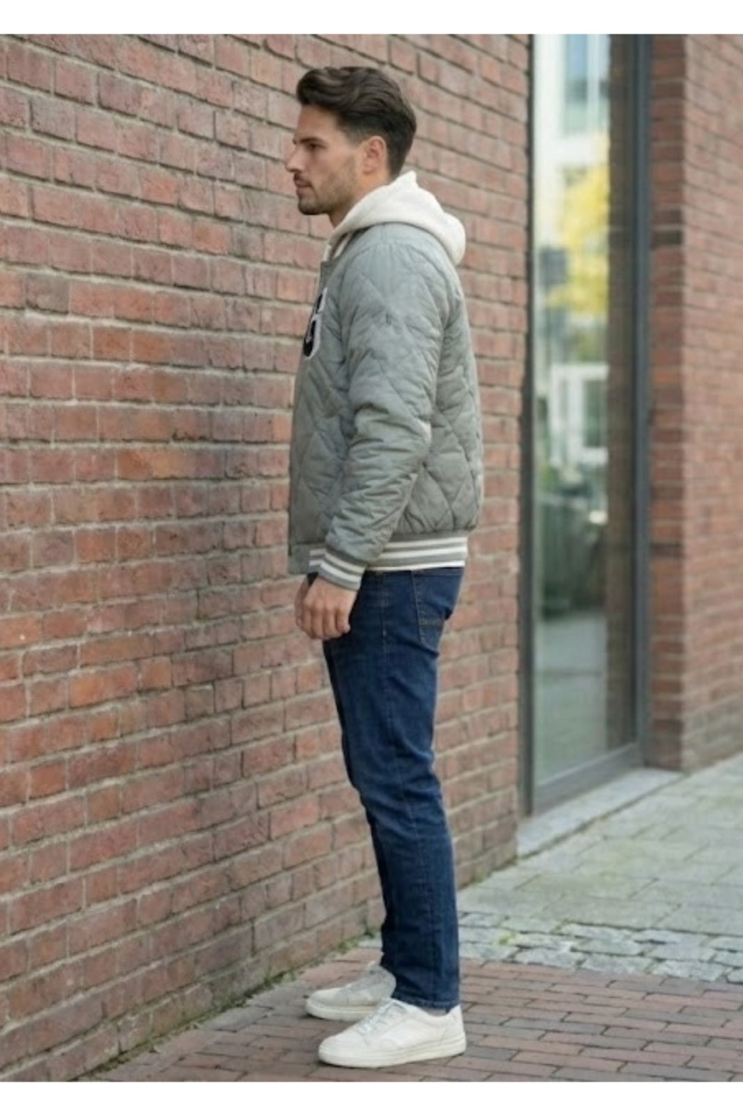 Jacheta Bomber Matlasata de Toamna-primavara cu Gluga din Material si ...