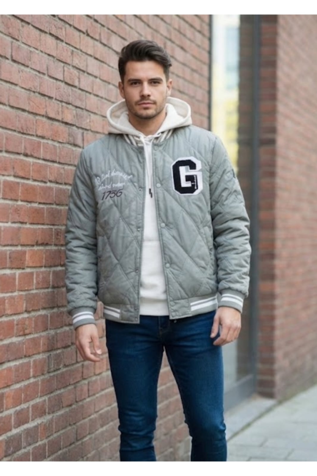 Jacheta Bomber Matlasata de Toamna-primavara cu Gluga din Material si ...