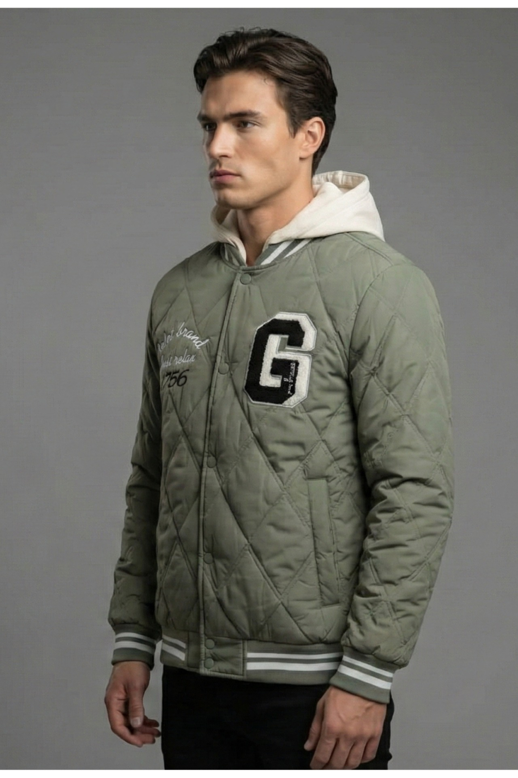 Jacheta Bomber Matlasata de Toamna-primavara cu Gluga din Material si ...