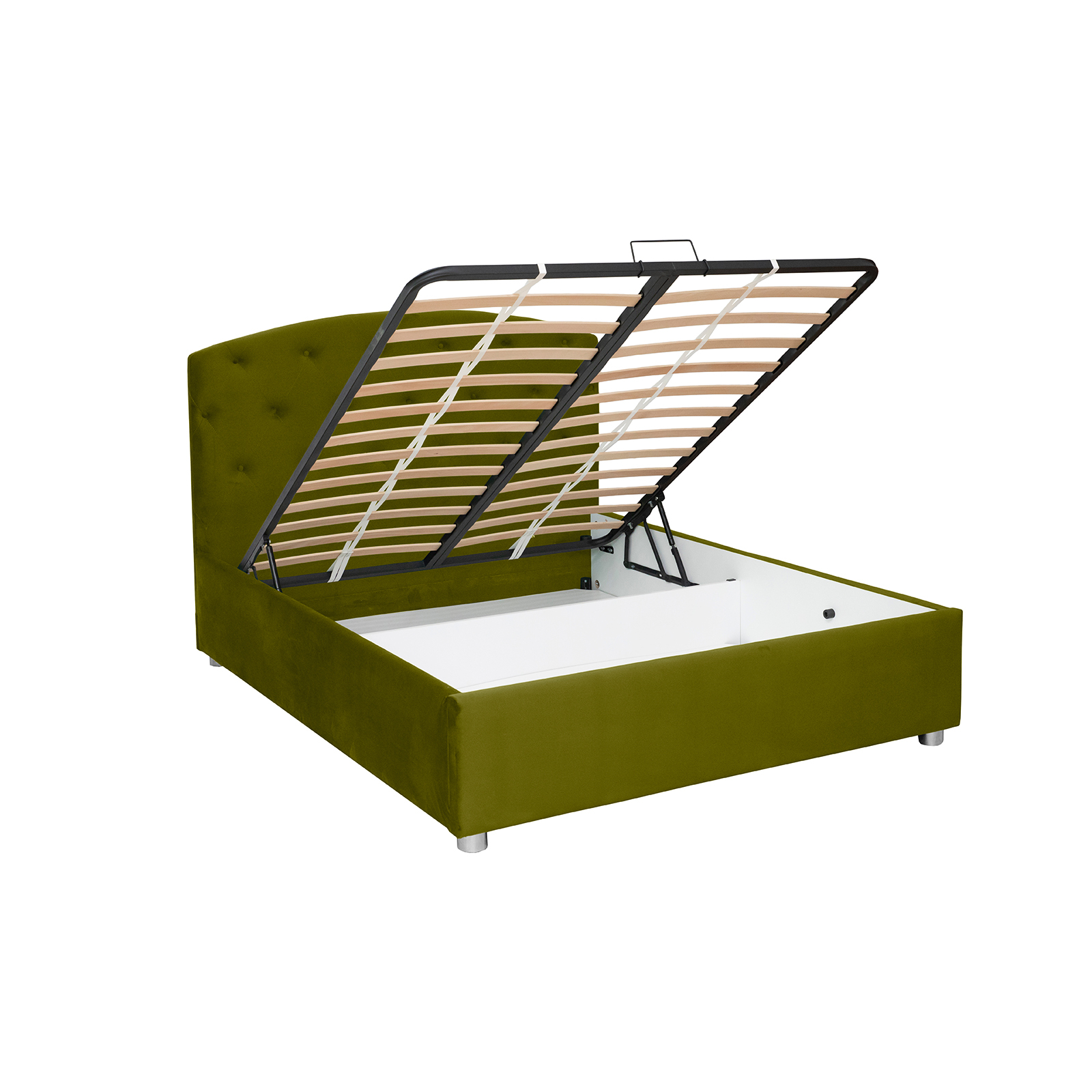 Pat tapitat REGAL, 160x200 cm, cu somiera rabatabila, spatiu depozitare ...