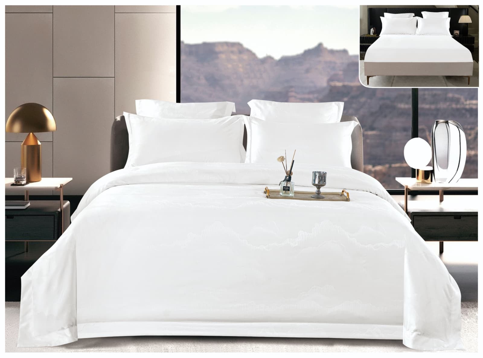 Lenjerie De Pat Din Satin Gros Cu Elastic UNI La Cutie - Alb