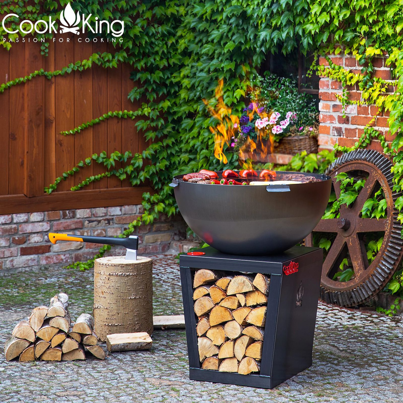 Vatră de foc exterior cu plită și grill Santos - Fire Deco