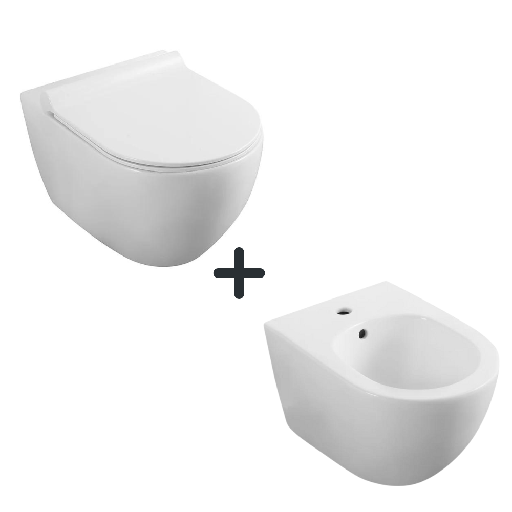 Set vas wc cu bideu inclus - vas wc suspendat si bideu la pachet