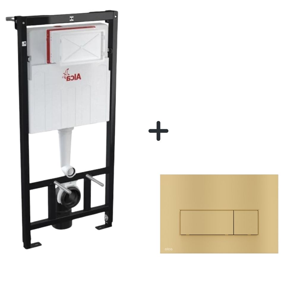 Set rezervor wc incastrat cu set fixare si clapeta auriu mat Thin ...