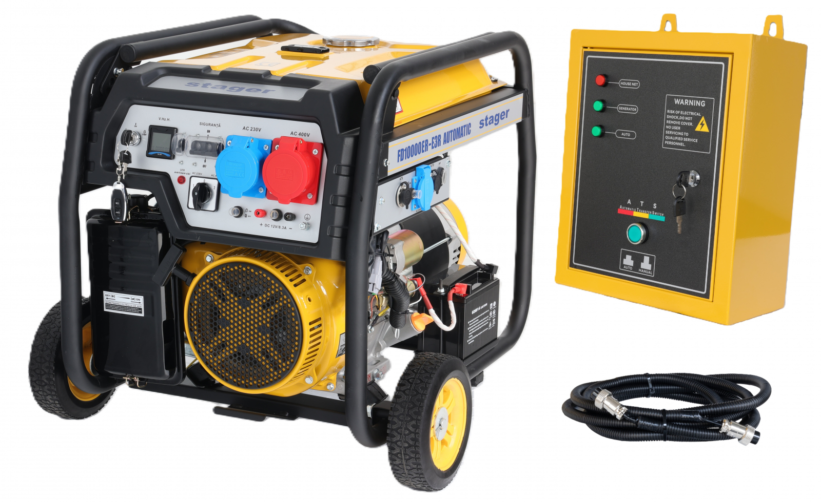 Generator open frame Stager FD 10000ER/E3R+ATS 230V 8.5 kW, monofazat ...