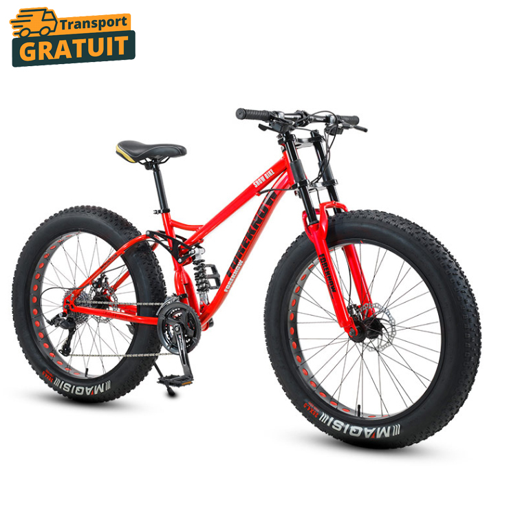Bicicletă Fatbike Full Suspension 26 inch, 21 viteze, cadru oțel, frâne ...