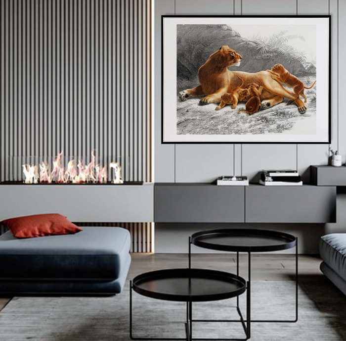 Tablou Canvas Modern "Leoaica cu Pui" - Intaglio Art