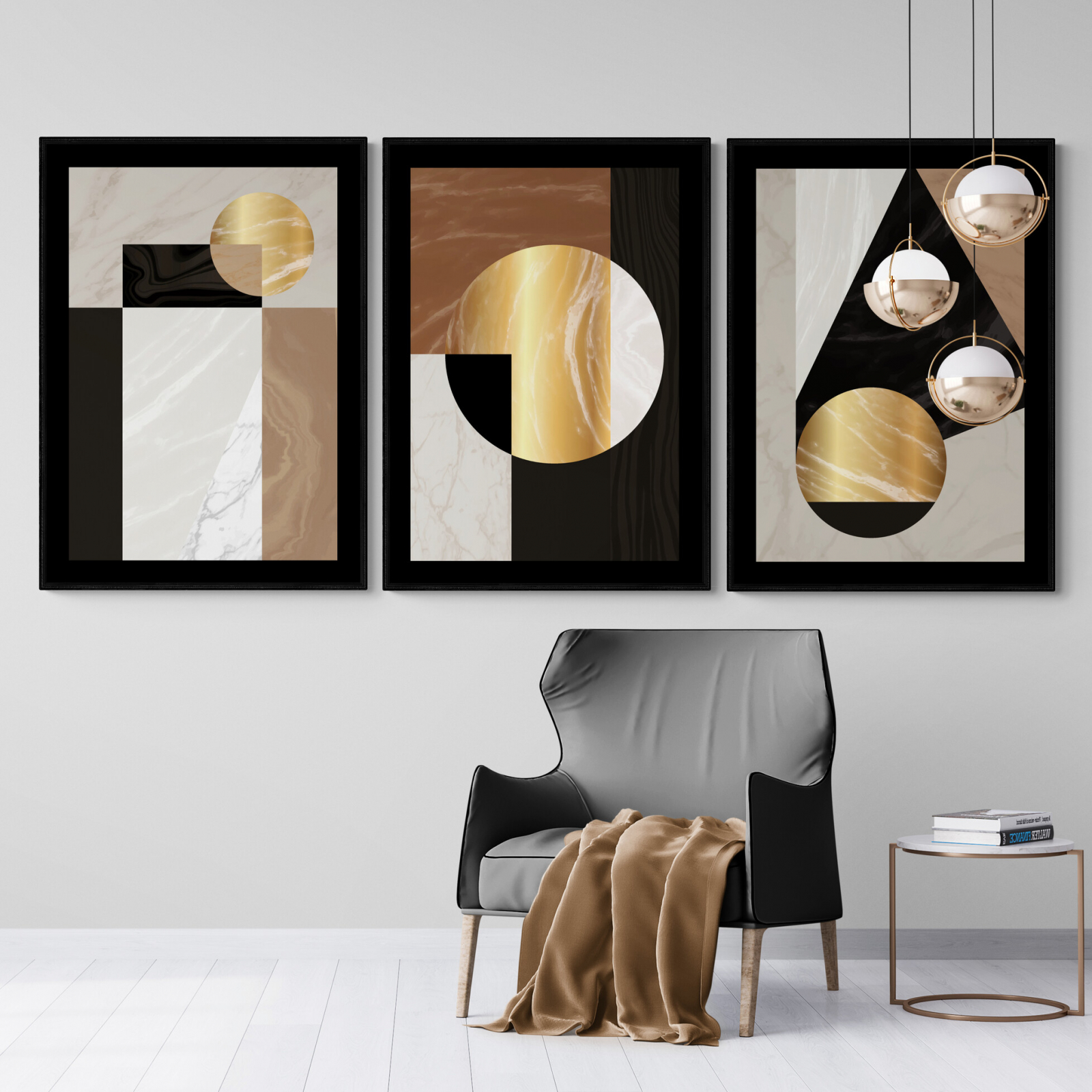 Set 3 tablouri, Intaglio, Stil Abstracte, print pe hartie foto Fine Art ...