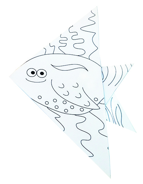 Origami pești de colorat