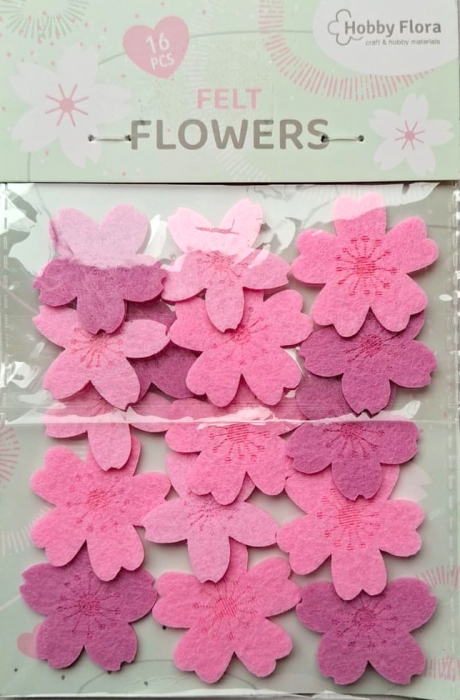 Set 16 flori fetru roz-lila
