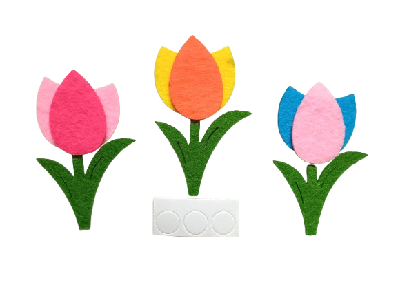 Lalele în triplu strat fetru 5 cm - 5 buc.