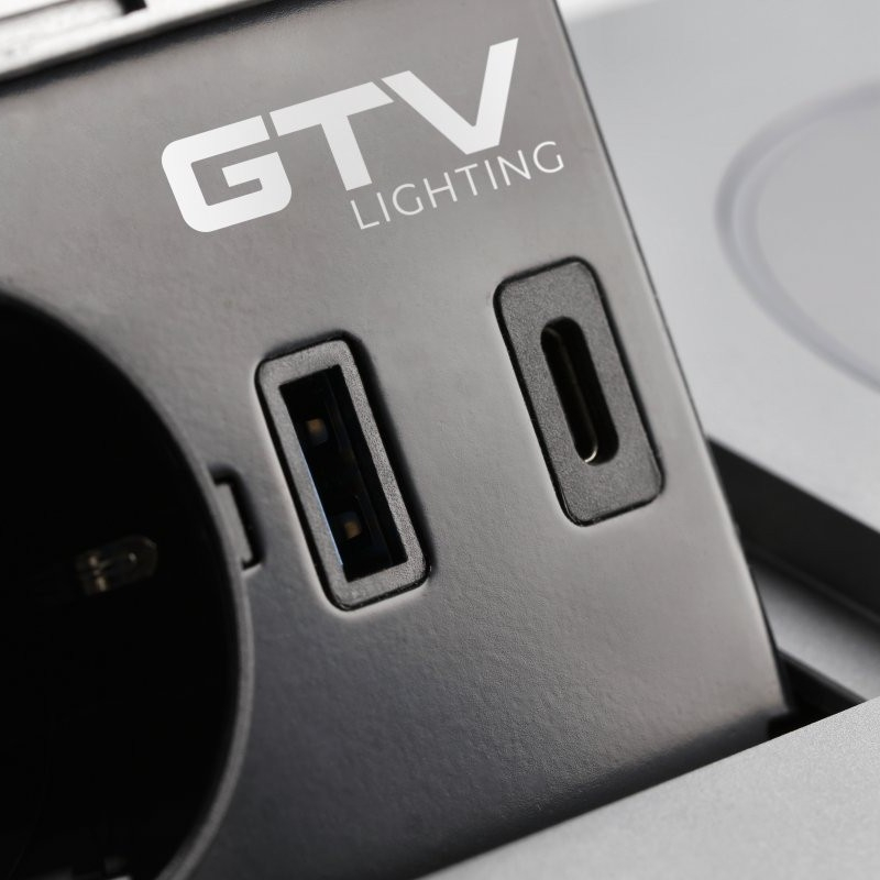 Priză încorporabilă în blat GTV Avaro Plus, încărcător wireless 5W, 1 ...