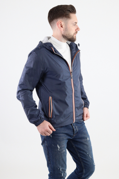 Geaca bleumarin subtire din fas cu gluga barbati | MAXWEAR