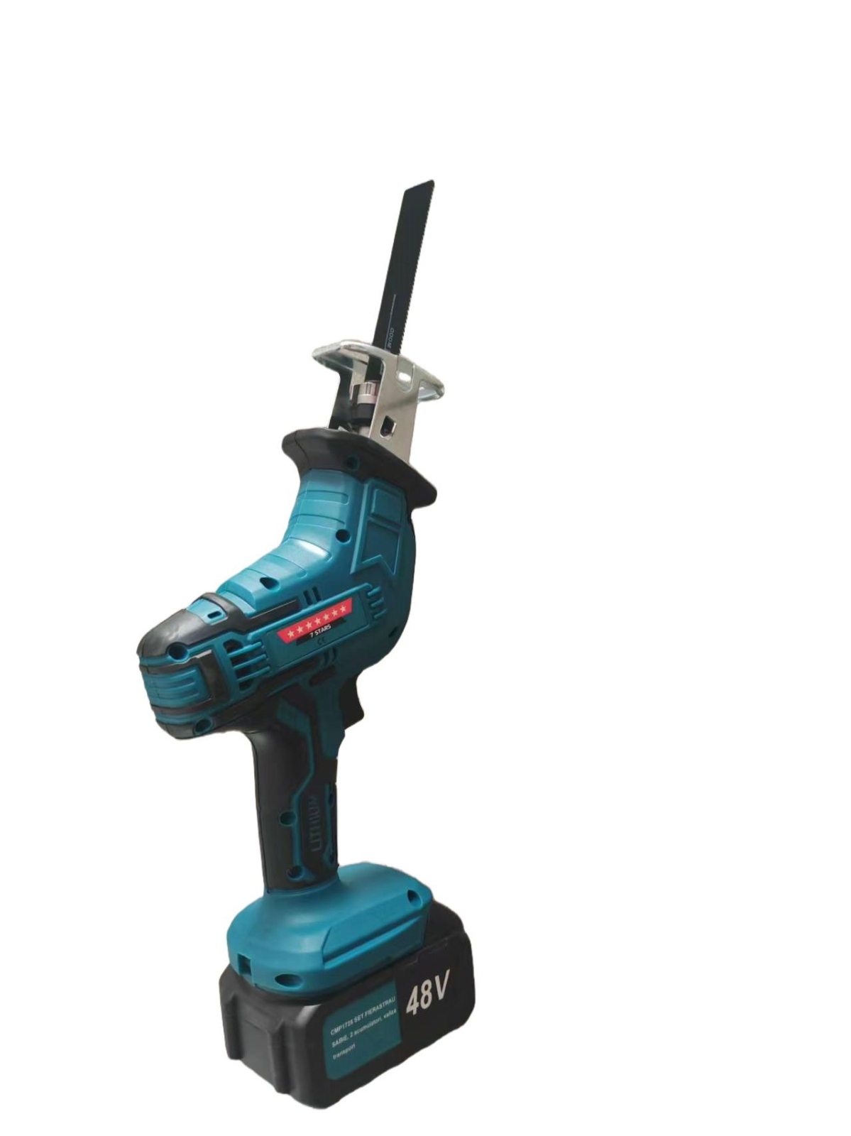 Fierastrau tip sabie cu acumulator, 48V, 2 acumulatori, 4 panze, geanta ...