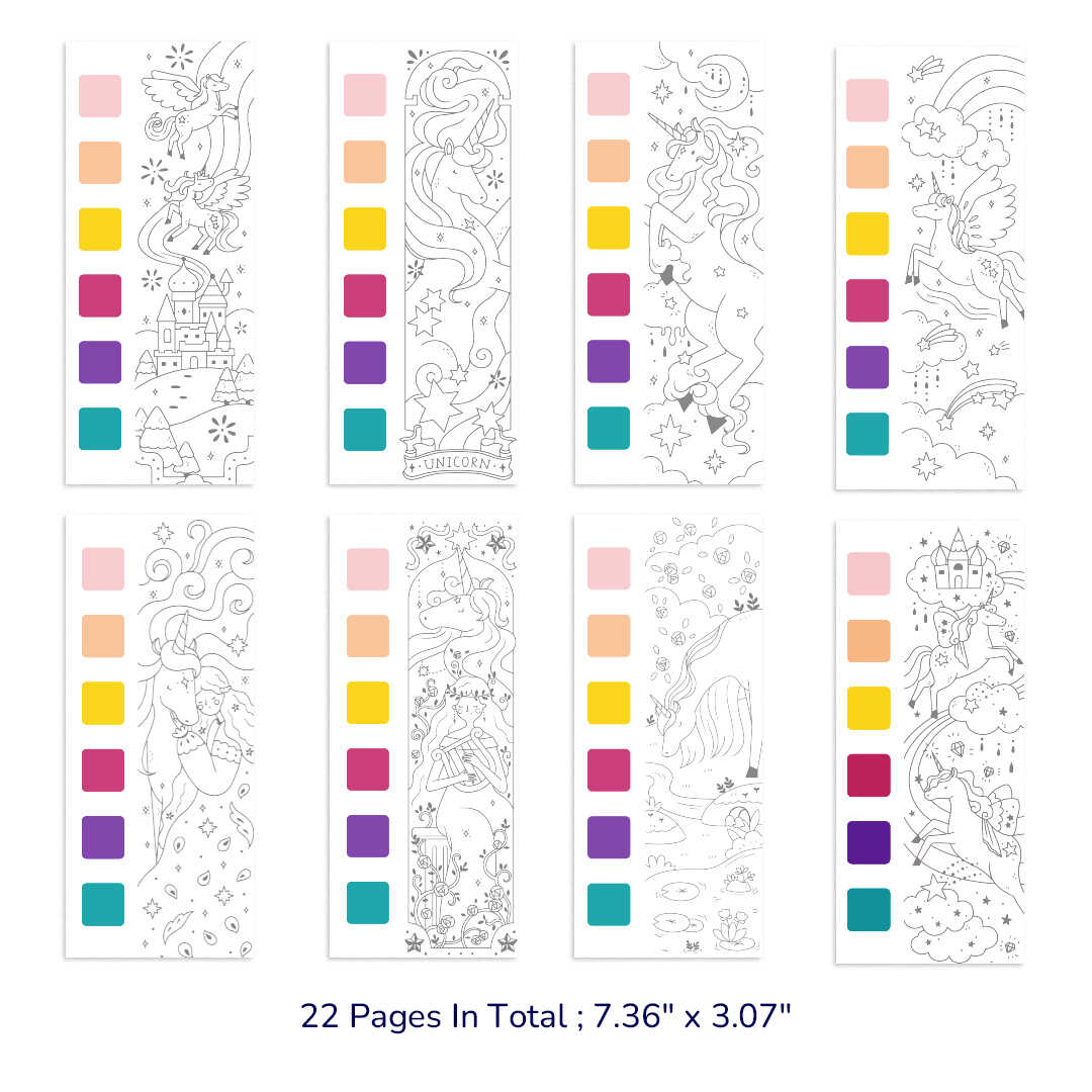 Carte de colorat cu desene, include pensula de pictat si acuarele ...
