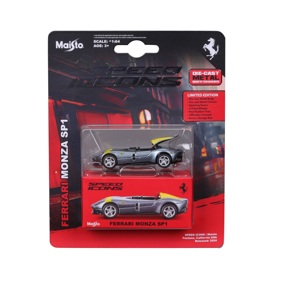 Maisto masinuta metalica speed icons ferrari monza sp1 gri scara 1 la 64